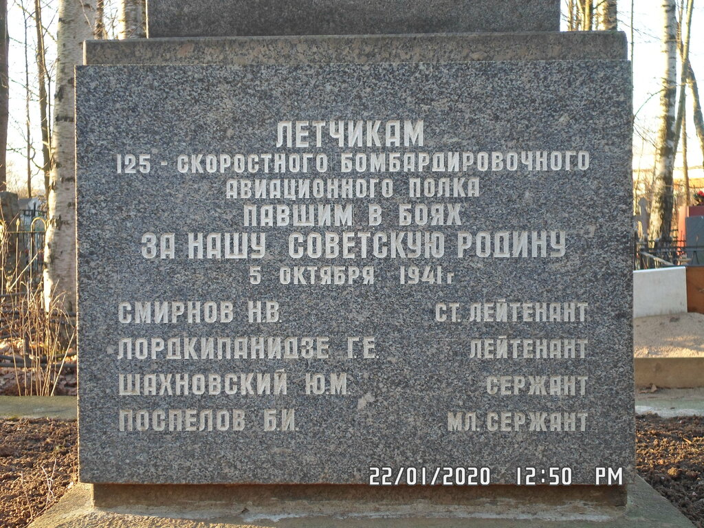 Anıt, heykel Братская могила лётчиков, погибших 4 октября 1941 года, Saint‑Petersburg, foto