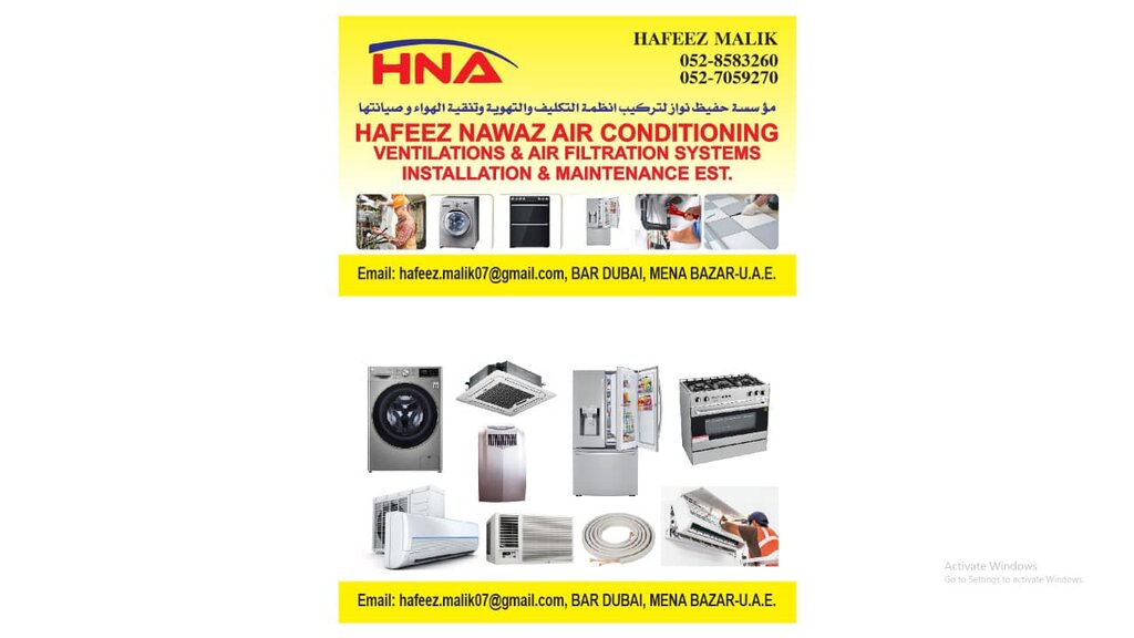 Klima servisleri Hafeez Nawaz Air Condition, Ventilation & Air Filtration System, Installation & Maintenance East, Dubai, foto