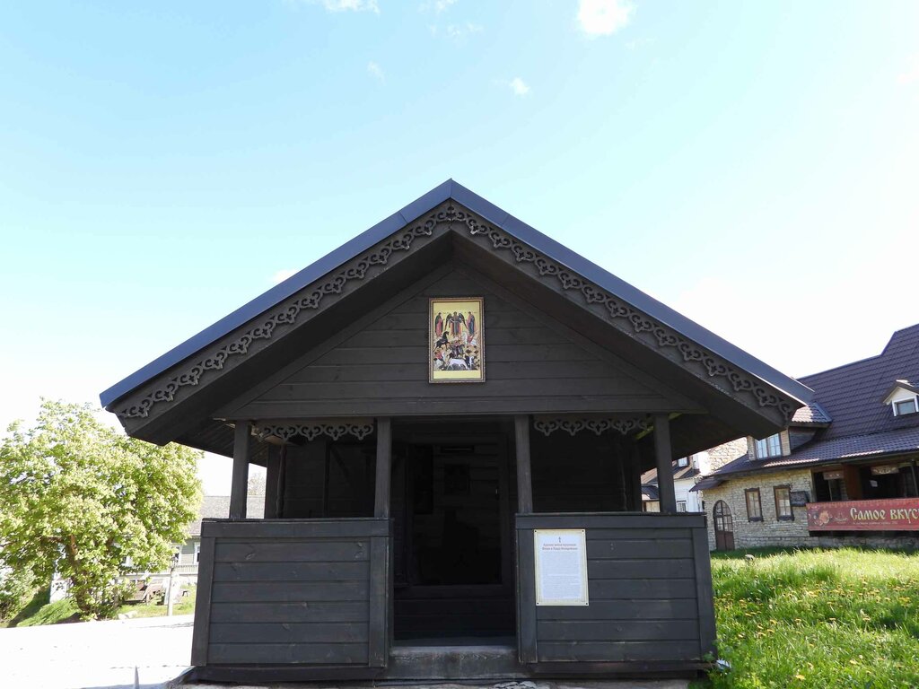 Şapel, haç anıtı Flora i Lavra Chapel, Pskovskaya oblastı, foto
