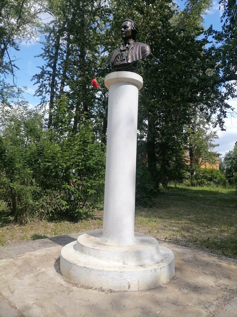Anıt, heykel М.В. Ломоносов, Şenkursk, foto