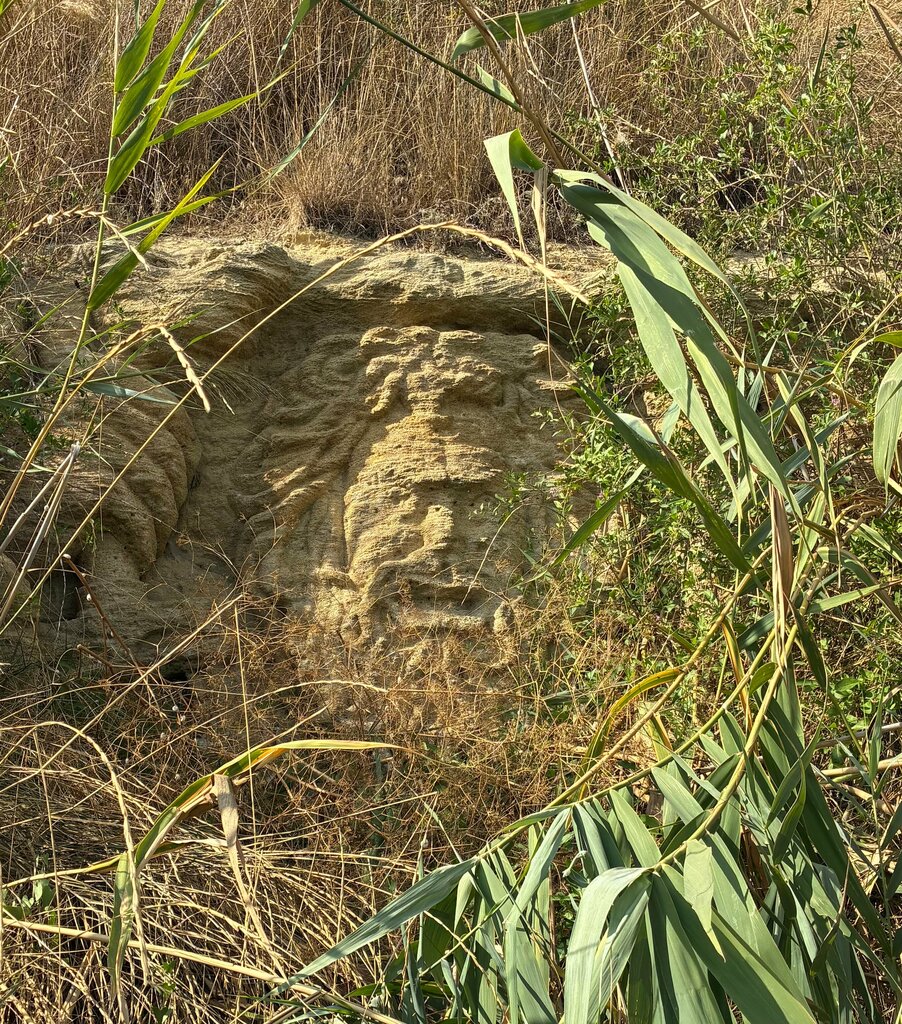 Anıt levhası, anıt taş Барельеф Голова Нептуна, Kerç, foto
