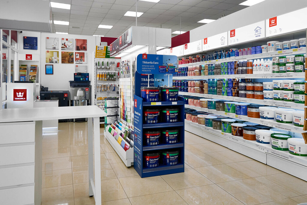 Boya ve cila malzemeleri üretim ve satış yerleri Tikkurila, Ufa, foto