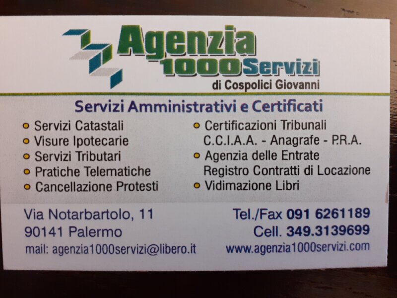 Dokümantasyon ve arşivleme 1000 Servizi, Palermo, foto