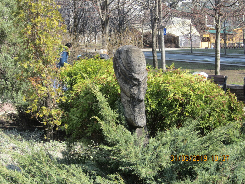 Park, sokak heykeli Женщина-ночная птица, Donetsk, foto
