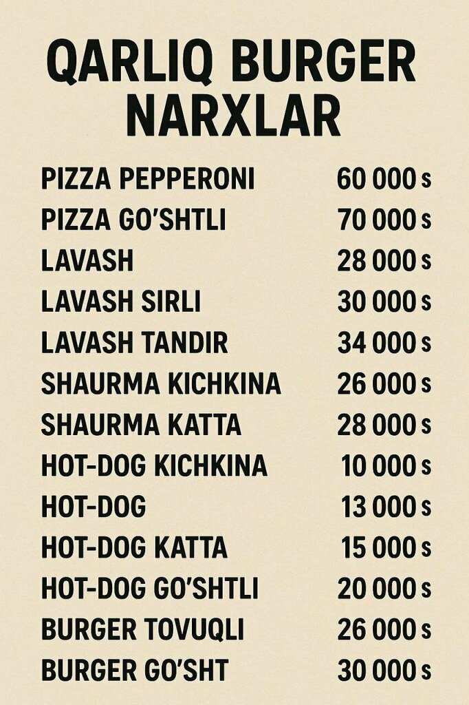 Restoran Қарлиқ Бургер, Kaşkaderya eyaleti, foto