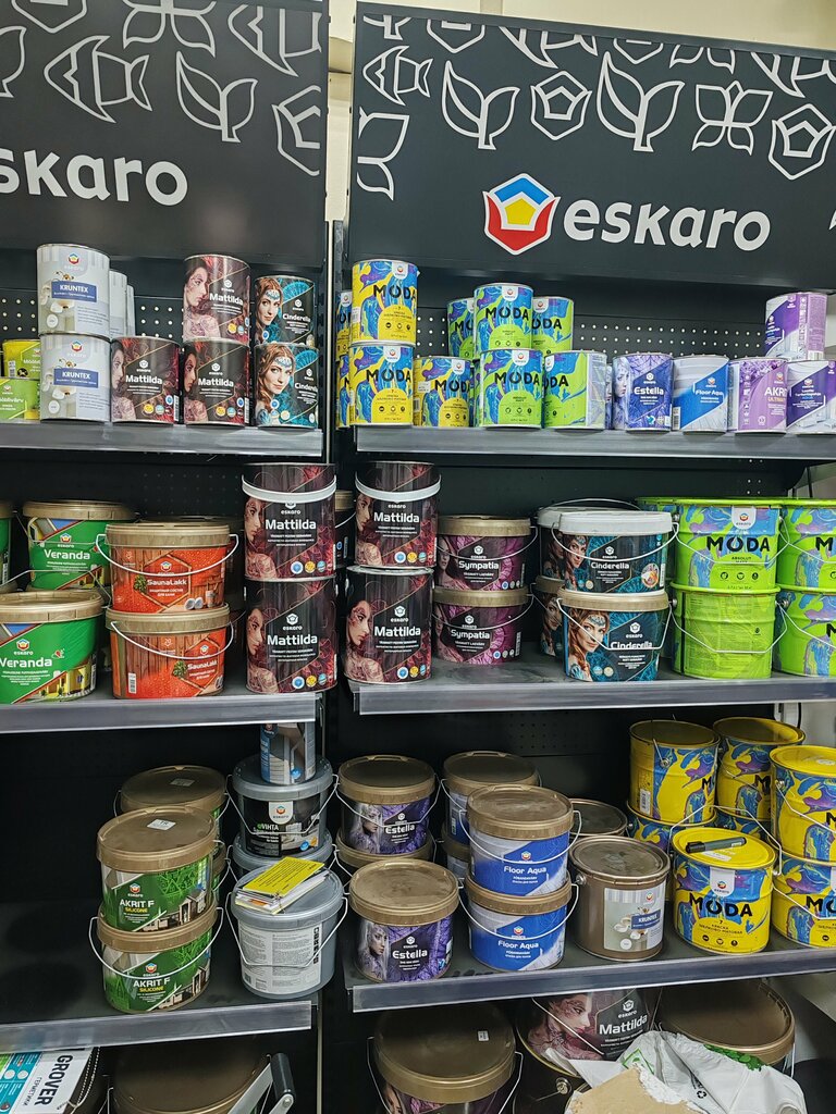 Boya ve cila malzemeleri üretim ve satış yerleri Eskaro-Aura, Moskova ve Moskovskaya oblastı, foto