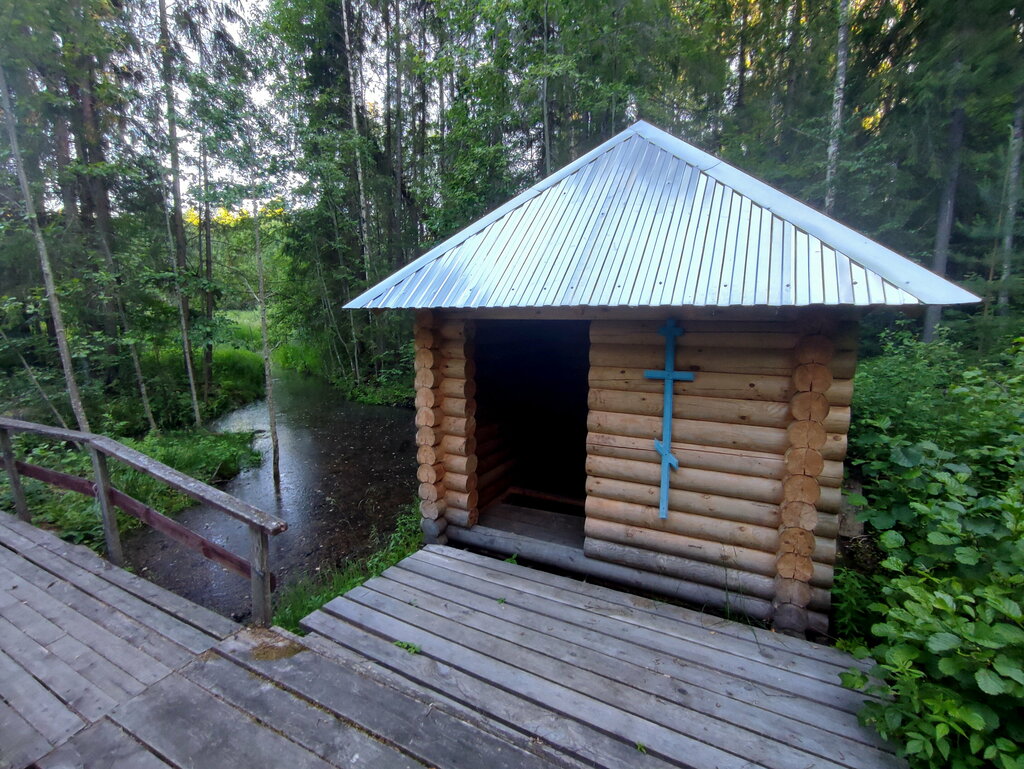 Şapel, haç anıtı Купель источника святого преподобного Макария Желтоводского, Nijegorodskaya oblastı, foto