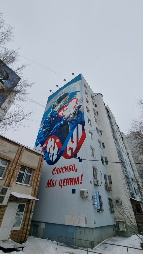 Sokak sanatı Мурал Спасибо врачам, Samara, foto