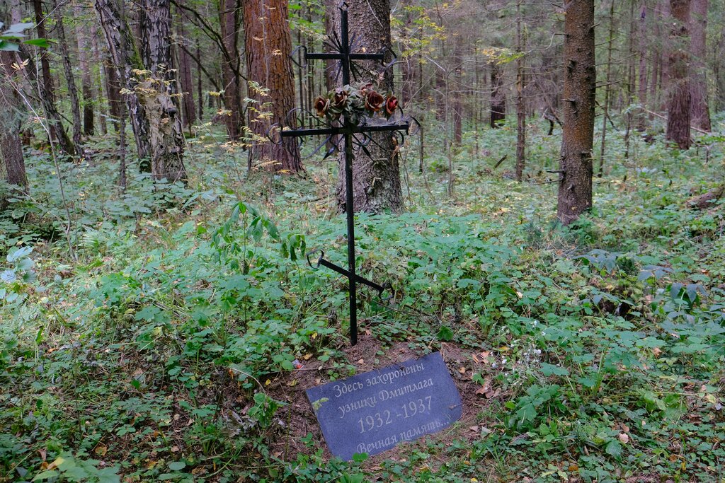 Unutulmaz olayların yeri Памятный знак на захоронении узников Дмитлага, Moskova ve Moskovskaya oblastı, foto