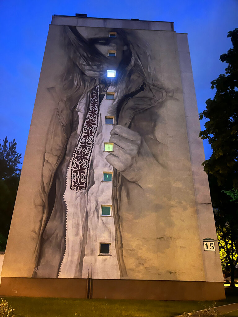 Sokak sanatı Мурал Девушка в вышиванке, Minsk, foto