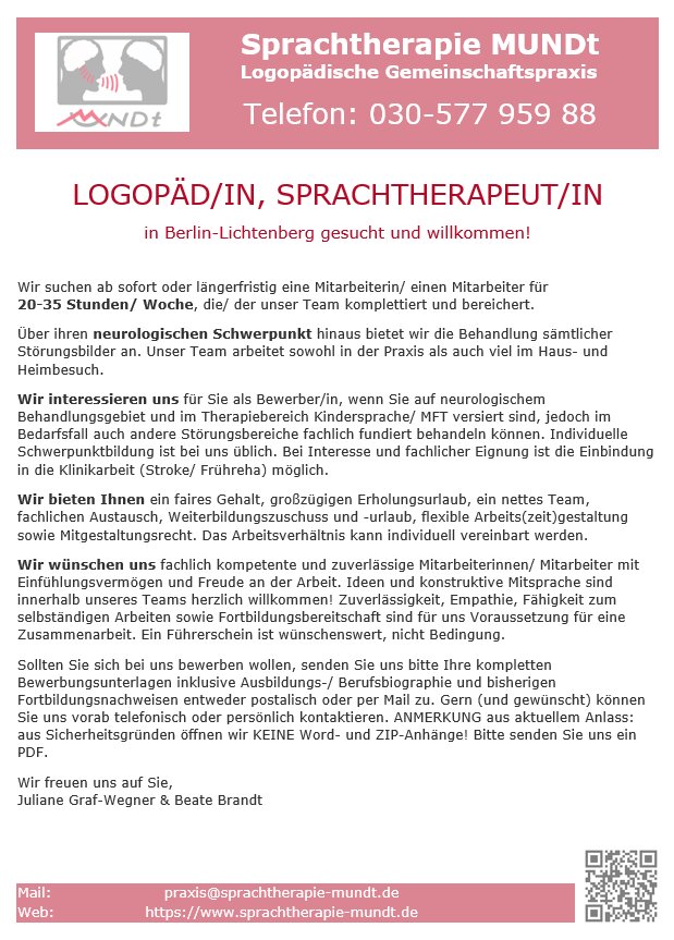 Konuşma terapistleri Sprachtherapie MUNDt - Logopädische Gemeinschaftspraxis, Berlin, foto