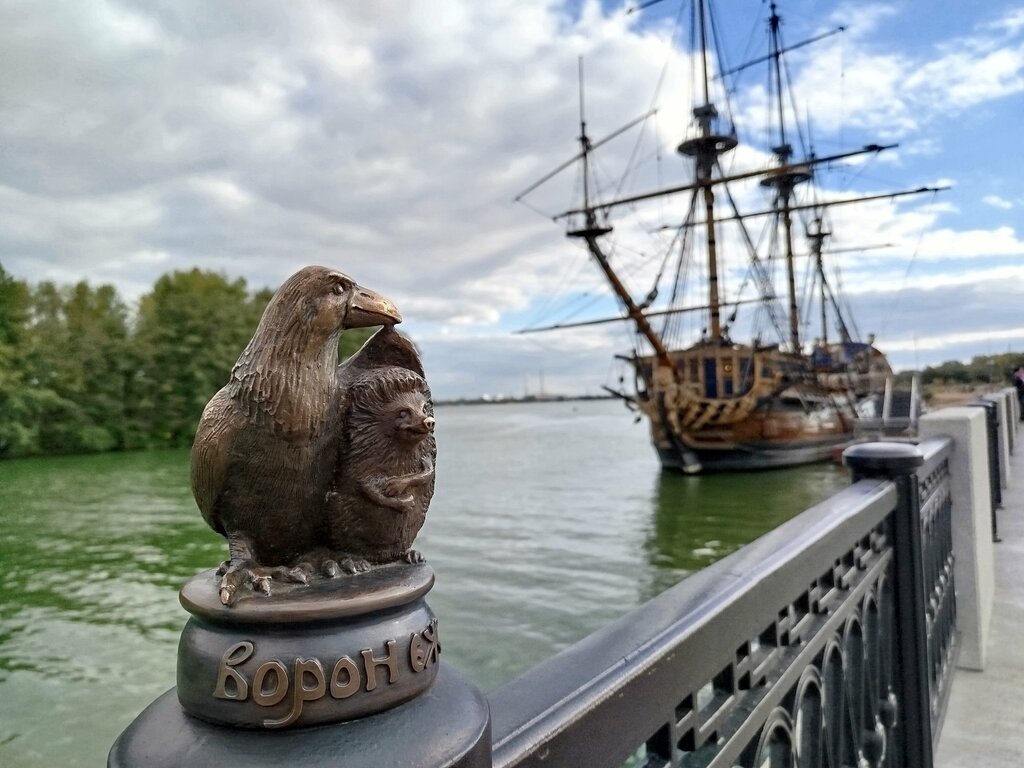 Park, sokak heykeli Ворон ёж, Voronej, foto