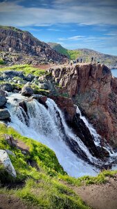 Batareyskiy Waterfall (Murmansk Region, Kolskiy rayon, selskoye poseleniye Teriberka, prirodny park Teriberka), şelale  Murmanskaya oblastından