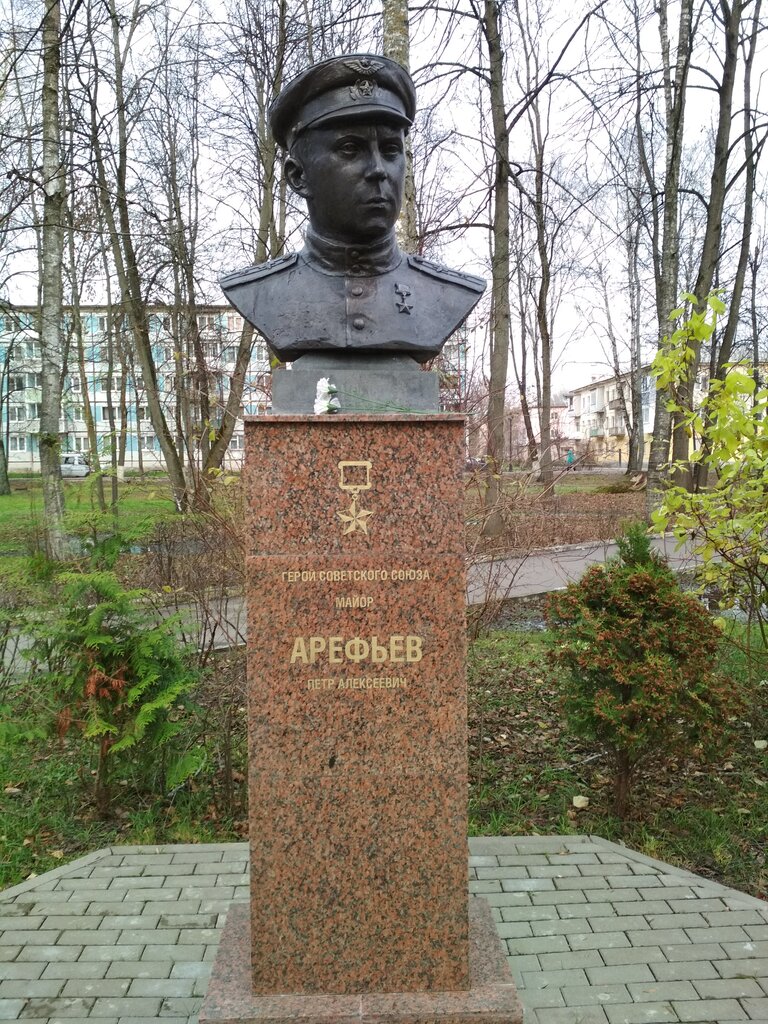 Anıt, heykel Бюст Петра Алексеевича Арефьева, Staraya Russa, foto