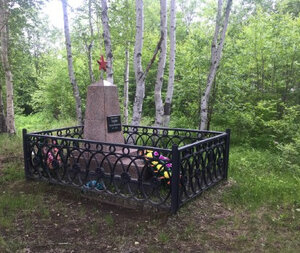 Могила старшего лейтенанта Георгия Михайловича Голубева, павшего в бою при освобождении Южного Сахалина от японских милитаристов (Sakhalin Region, gorodskoy okrug Smirnykhovskiy, selo Roshchino), anıt, heykel  Sahalin Bölgesi'nden