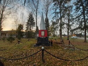 Воинам-землякам, погибшим в Великой Отечественной войне (Novgorod Region, Borovichskiy District, Sushilovskoye selskoye poseleniye, derevnya Sushilovo), anıt, heykel  Novgorodskaya oblastından