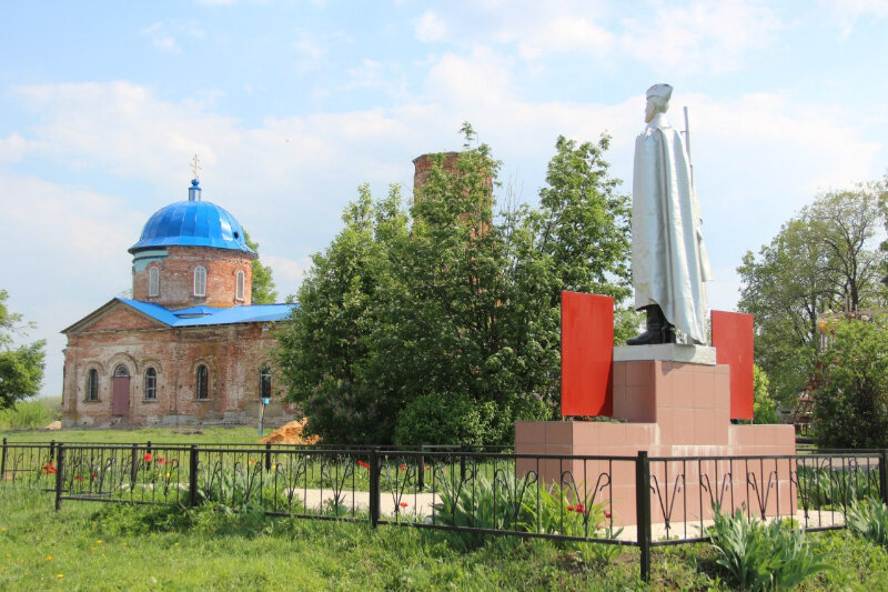 Anıt, heykel Павшим в годы Великой Отечественной войны односельчанам в Чечерах, Lipetskaya oblastı, foto