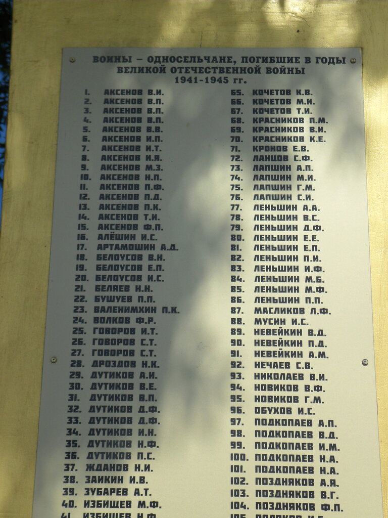 Anıt, heykel Погибшим односельчанам в ВОВ, Lipetskaya oblastı, foto