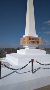 Обелиск участникам Великой Отечественной войны (Chelyabinsk Region, Agapovskiy munitsipalny okrug, selo Verkhnekizilskoye, Naberezhnaya ulitsa), anıt, heykel  Çeliabinskaya oblastından