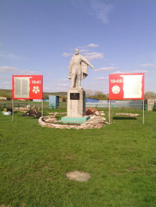 Павшим в Великой Отечественной войне (Orenburg Region, Perevolotskiy rayon, Rodnichnodolskiy selsovet, selo Rychkovka), anıt, heykel  Orenburgskaya oblastından