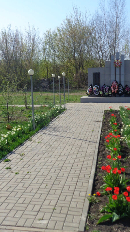 Anıt, heykel Погибшим воинам-односельчанам, станция Нижнедевицк, Voronejskaya oblastı, foto
