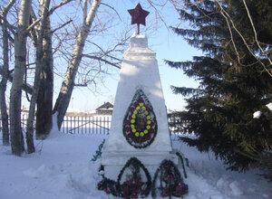 Обелиск воинам-односельчанам, павшим в 1941-1945 гг. (Kemerovo — Kuzbass Region, Mariinskiy munitsipalny okrug, derevnya Kamyshenka), anıt, heykel