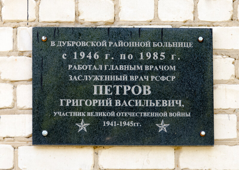 Anıt levhası, anıt taş Заслуженному врачу РСФСР Г.В. Петрову, Brianskaya oblastı, foto