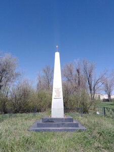 Обелиск Вечная Слава воинам-землякам, павшим в боях за Родину 1941 -1945 гг. (Orenburg Region, Gayskiy munitsipalny okrug, selo Novokiyevka, Tsentralnaya ulitsa), anıt, heykel  Orenburgskaya oblastından
