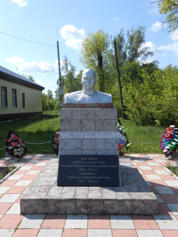 Anıt, heykel Бюст Героя Советского Союза А.М. Горбунова, Lipetskaya oblastı, foto