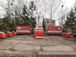 Монумент воинам-землякам, погибшим в годы Великой Отечественной войны (Novosibirskiy District, Beryozovskiy selsovet, posyolok Zheleznodorozhny), anıt, heykel  Novosibirskaya oblastından