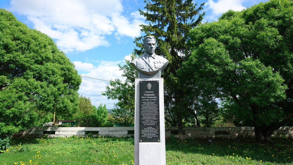 Anıt, heykel И.Г. Старинов, Bolhov, foto