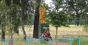 Михалевцам, не вернувшимся с войны (Homieĺskaja voblasć, Lojeŭski rajon, Uborkawski Rural Council, vioska Mіchalioŭka, Polesskaya ulitsa), anıt, heykel  Gomelskaya oblastından