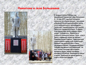 Воинам-землякам погибшим в Великой Отечественной войне (Trans-Baikal Territory, Ononskiy munitsipalny okrug, selo Bolshevik), anıt, heykel  Zabaykalski krayından