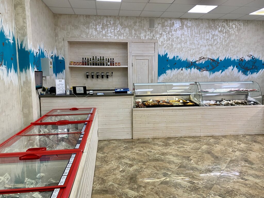 Balık ve deniz ürünleri Serdce okeana, Krasnodar, foto