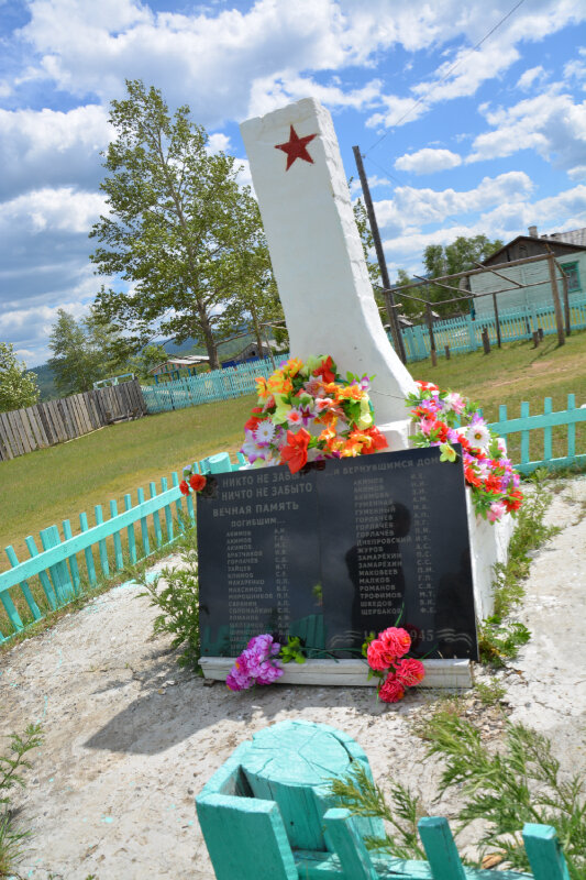 Anıt, heykel Памятный знак в честь земляков, погибших в Великой Отечественной войне, Zabaykalski krayı, foto