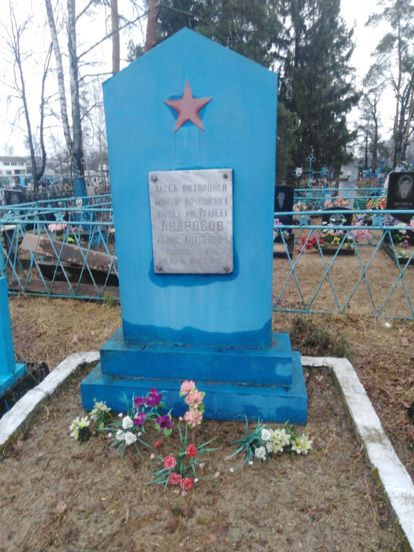 Ünlü kişilerin mezarları Командир партизанского отряда имени Руднева Д.А. Андросов, Brianskaya oblastı, foto