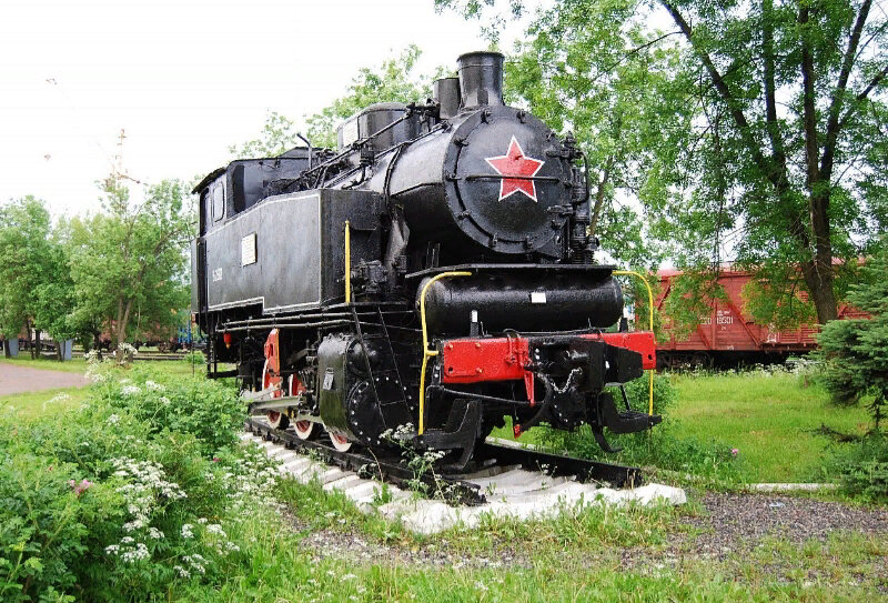 Teknoloji anıtı Паровоз-памятник 9П-21582, Novosokolniky, foto