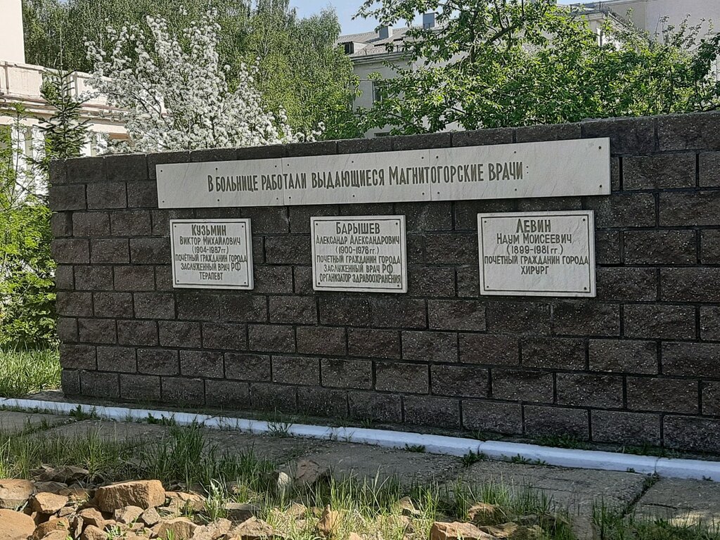 Anıt levhası, anıt taş Мемориальная доска врачу Науму Моисеевичу Левину, Magnitogorsk, foto