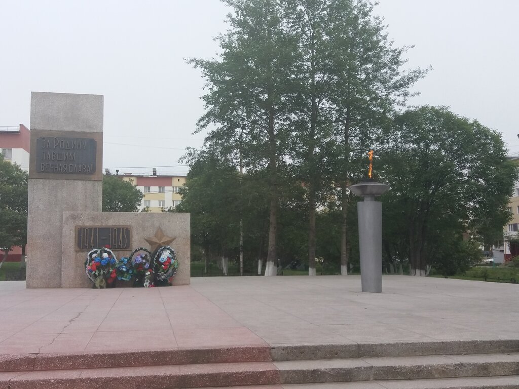 Anıt, heykel Воинам-охинцам, павшим в годы Великой Отечественной войны, Oha, foto
