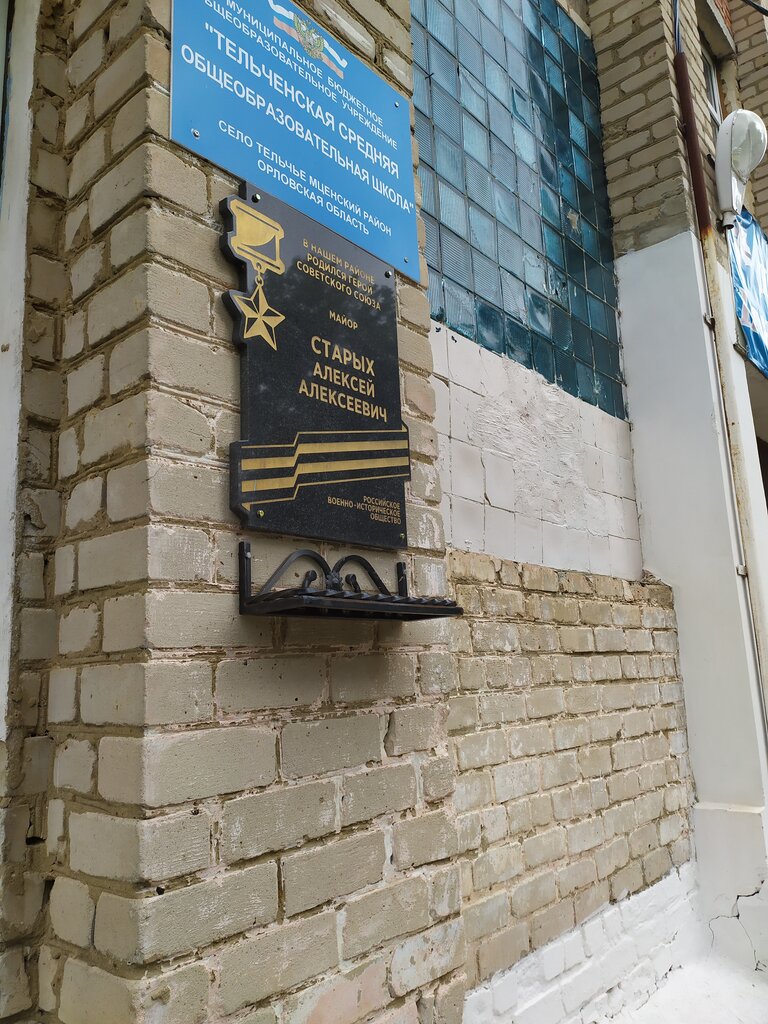 Anıt levhası, anıt taş Алексею Алексеевичу Старых, Orlovskaya oblastı, foto