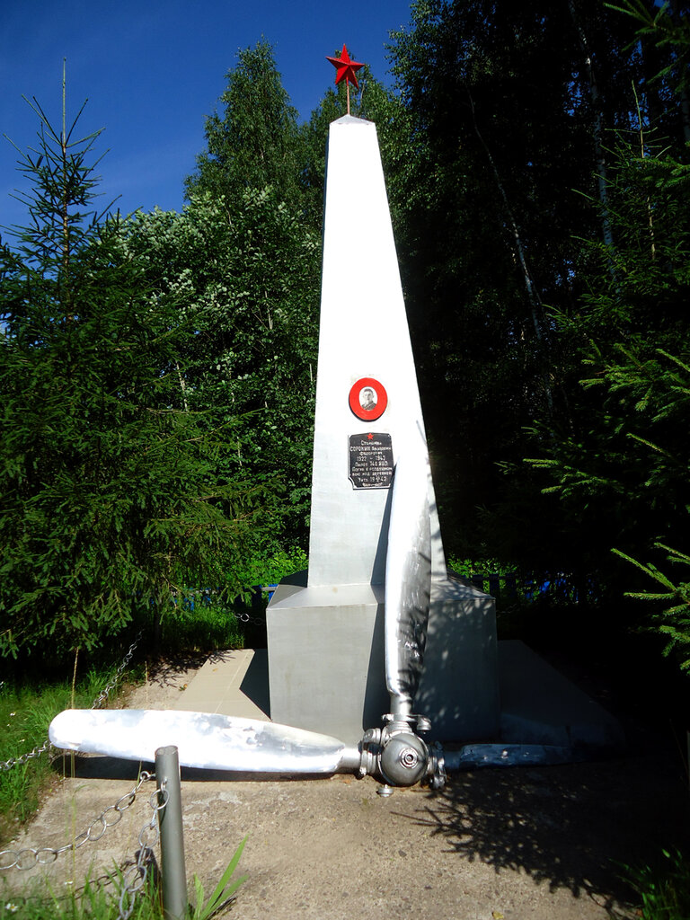 Anıt, heykel Лётчику Анатолию Сорокину, Vologodskaya oblastı, foto