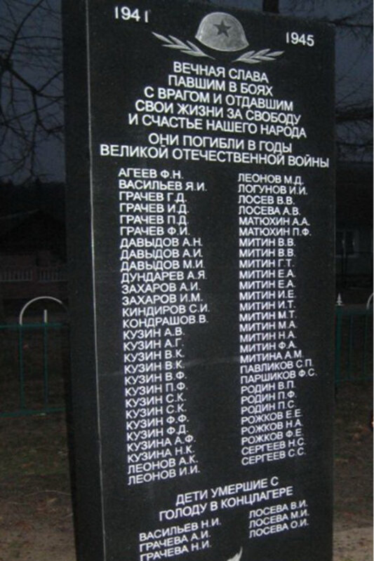 Anıt, heykel Мирным жителям, погибшим в годы Великой Отечественной войны, Brianskaya oblastı, foto