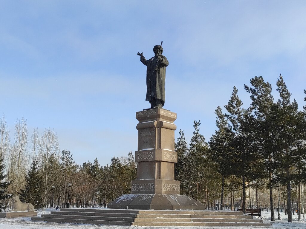 Anıt, heykel Zhambyl Zhabaev, Astana, foto