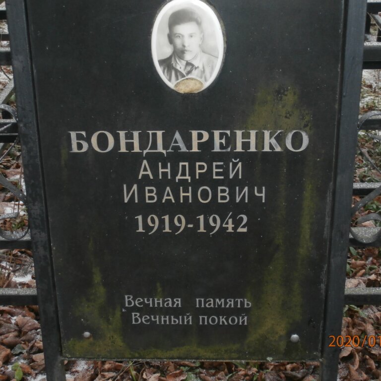 Ünlü kişilerin mezarları Советский воин А.И. Бондаренко, 1942 г., Moskova ve Moskovskaya oblastı, foto
