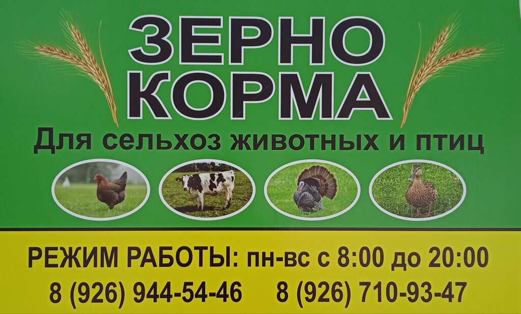 Yem ve yem katkı maddeleri Zerno-korma, Moskova ve Moskovskaya oblastı, foto