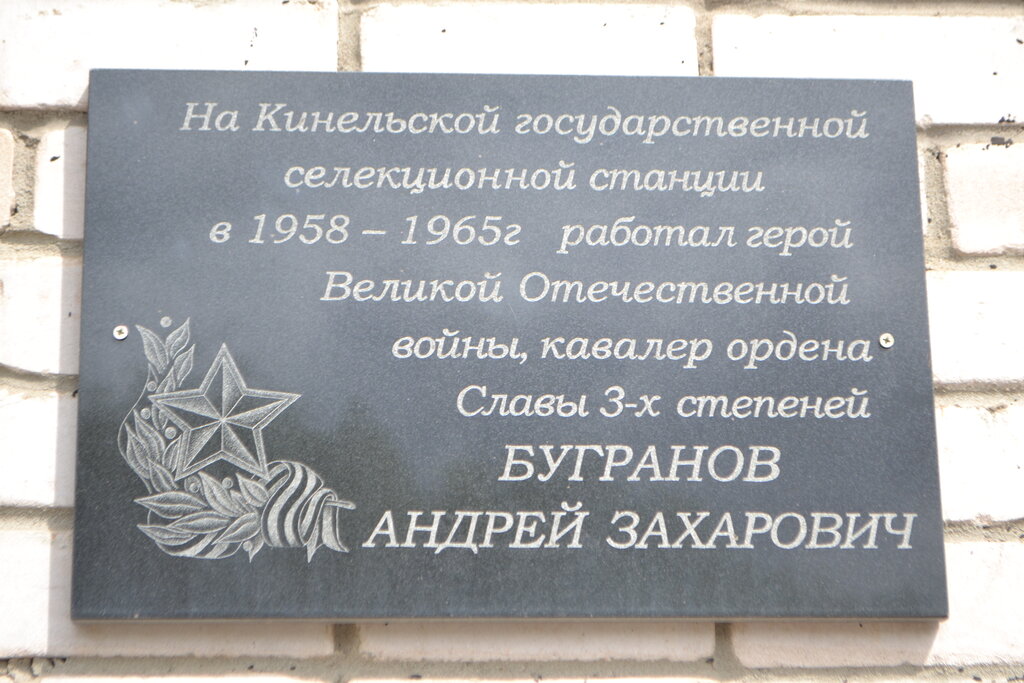 Anıt levhası, anıt taş Полному Кавалеру Ордена Славы Андрею Захаровичу Бугранову, Samarskaya oblastı, foto