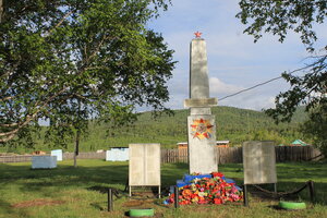 Памятник-обелиск воинам-землякам, погибшим на фронтах Великой Отечественной войны (Republic of Buryatia, Tunkinskiy rayon, selo Shimki), anıt, heykel  Buriatya'dan
