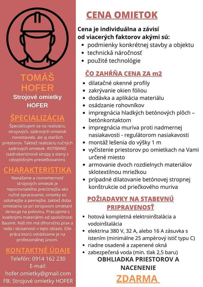 Yalıtım malzemeleri Tomáš Hofer - Strojové omietky Hofer, Zilina Region, foto