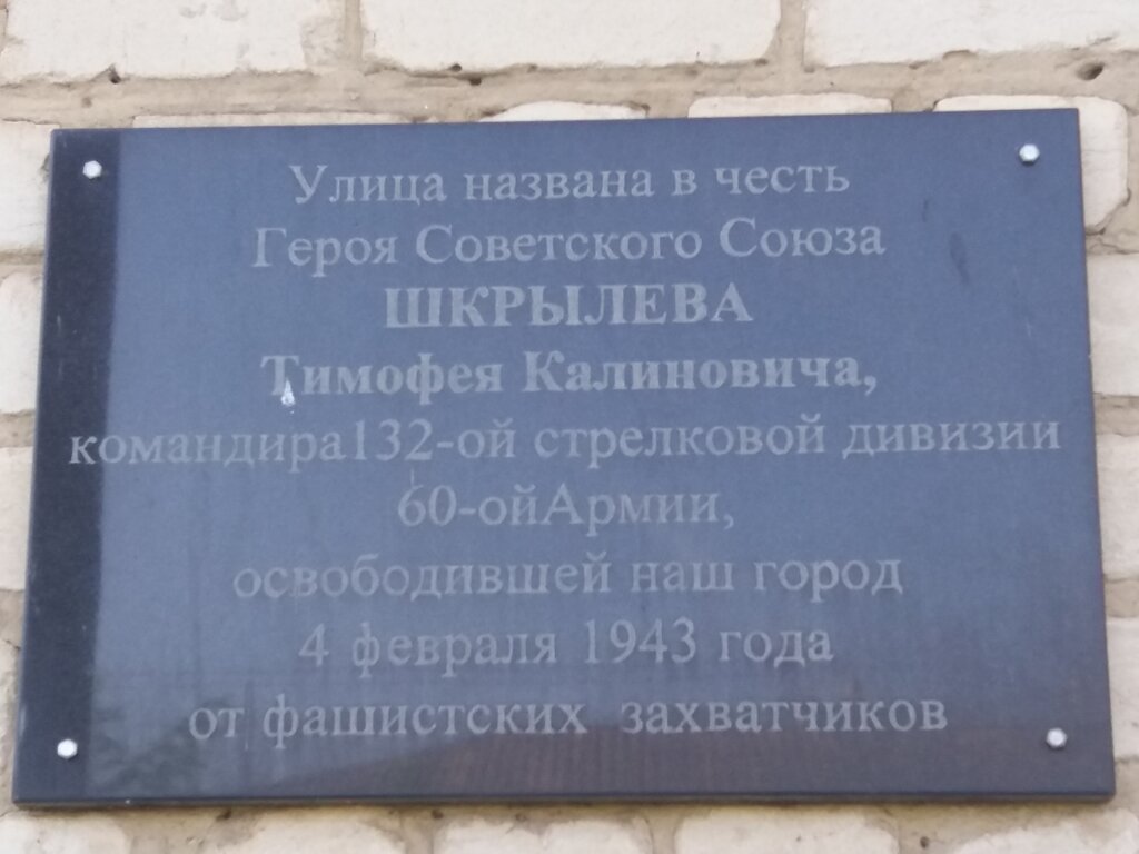 Anıt levhası, anıt taş Герою Советского Союза Т.К. Шкрылеву, Şçigry, foto