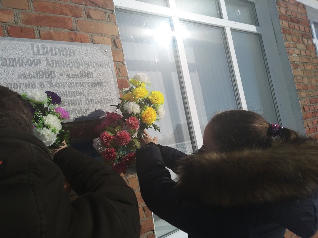 Anıt levhası, anıt taş Владимиру Александрович Шилову, участнику войны в Афганистане, Omskaya oblastı, foto